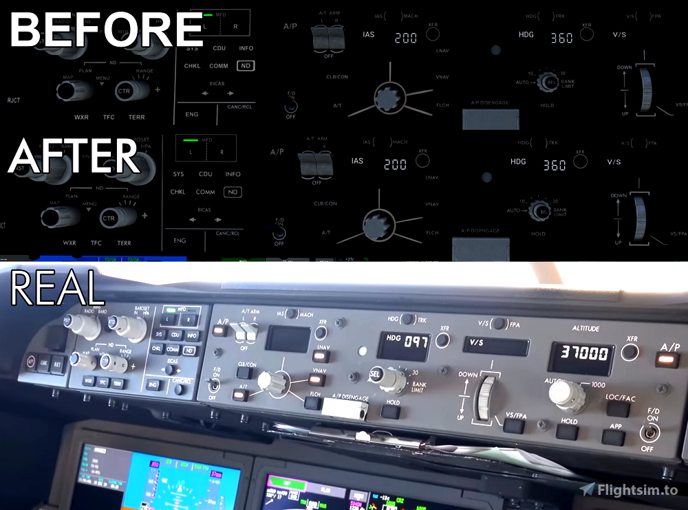 Realistic font mod for Asobo Boeing 787-10 cockpit panels pentru ...