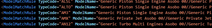 Reasonable vPilot model matching VMR for all icao type codes for ...