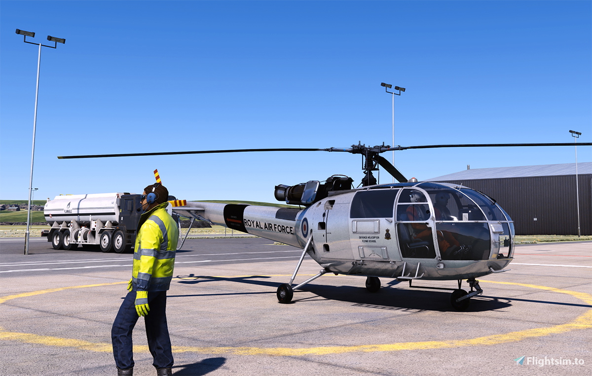 SA316B Alouette III RAF-Flying School - bare metal for Microsoft Flight ...