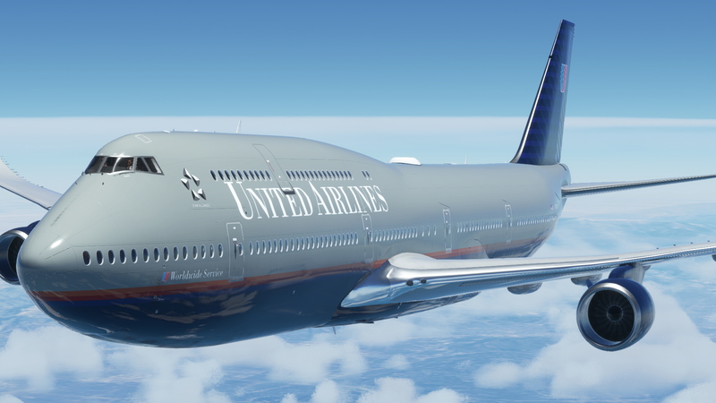 Salty Boeing 747-8 United Airlines Battleship Grey for Microsoft Flight ...