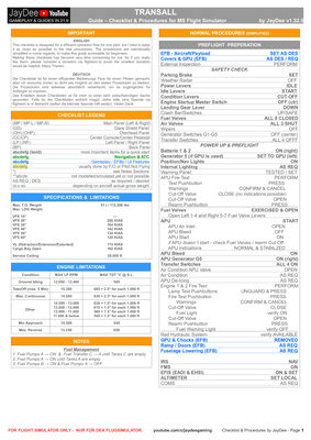 ATR 72-600 - Checklist & Procedures for Microsoft Flight Simulator | MSFS