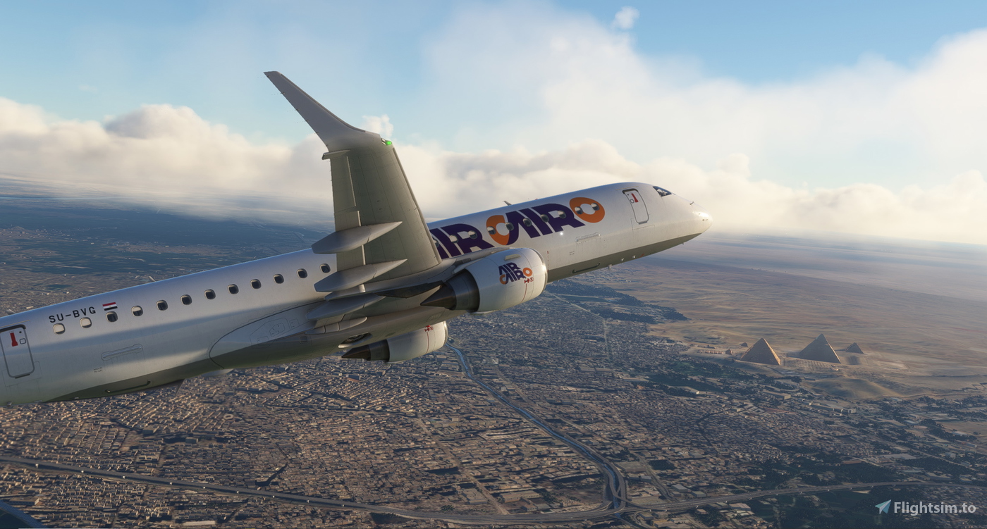 FlightSim Studios E190 | Air Cairo Pack with 20 year sticker for Microsoft Flight Simulator | MSFS