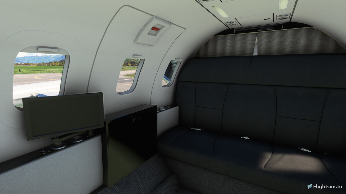 FlySimWare - Learjet 35A - Modern Black and White Interior with Black ...