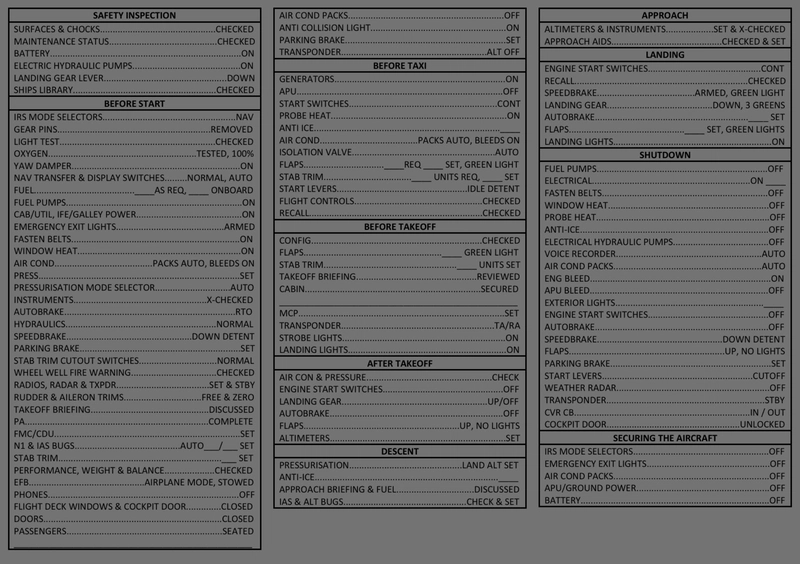 737 Normal Operations Checklists for iPad for Microsoft Flight ...