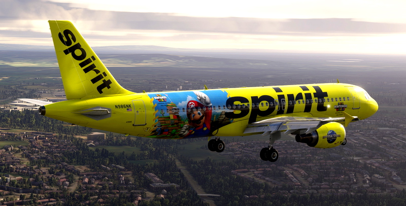(8K) Fenix A320 | Spirit "Super Mario Livery" | N986NK w/ Cabin for ...