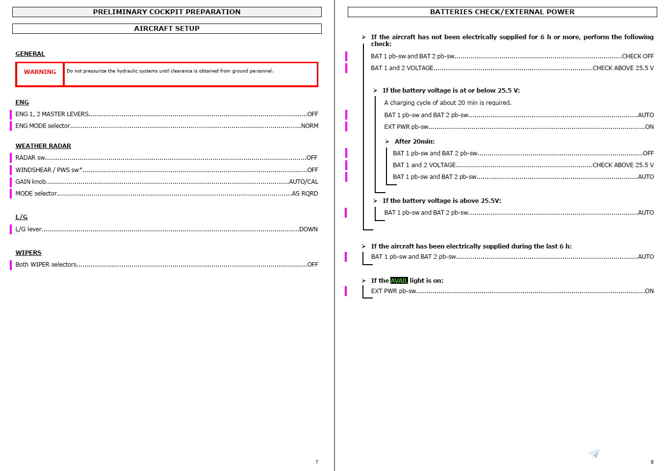 [A320] MANEX - FCOM / FCTM - SOPs Airbus - Checklists and flow patterns -109 pages for Microsoft ...