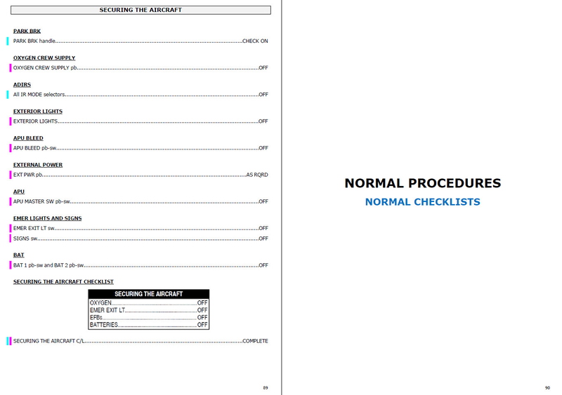 [A320] MANEX - FCOM / FCTM - SOPs Airbus - Checklists and flow patterns -109 pages for Microsoft ...