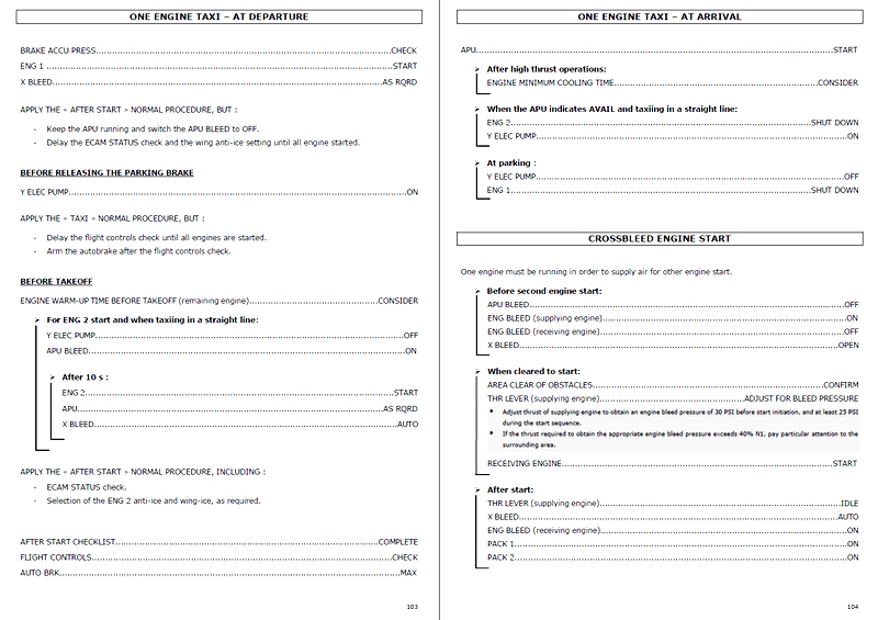 [A320] MANEX - FCOM / FCTM - SOPs Airbus - Checklists and flow patterns -109 pages for Microsoft ...