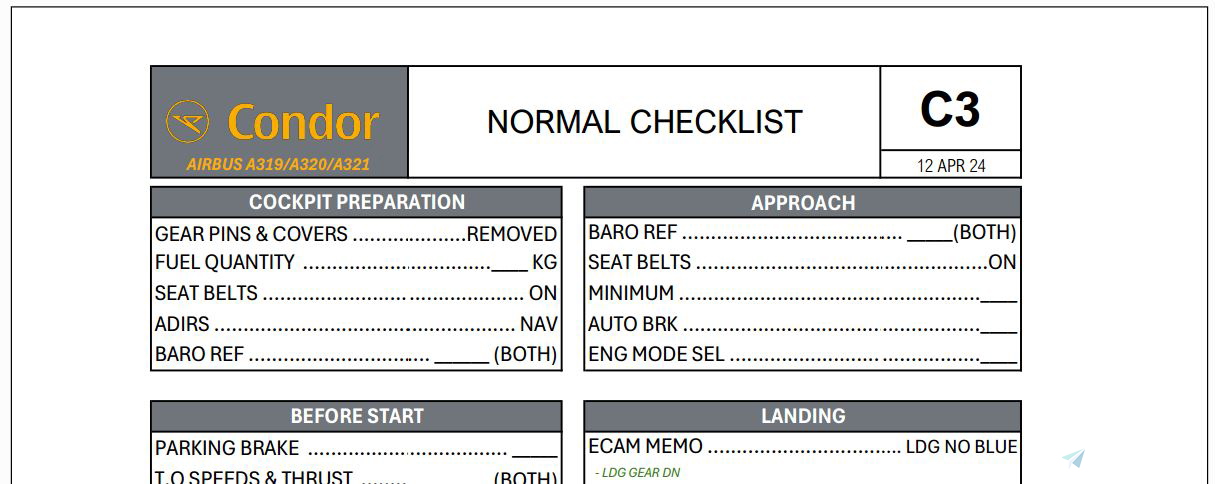 A320 Normal Checklist | CONDOR for Microsoft Flight Simulator | MSFS