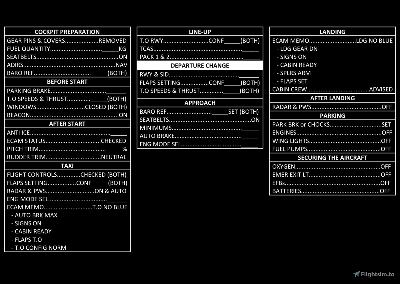 A320 Normal Operations Checklists for iPad for Microsoft Flight ...