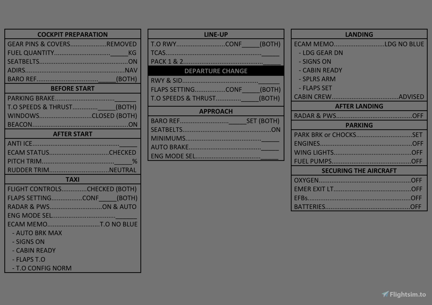 A320 Normal Operations Checklists for iPad for Microsoft Flight ...
