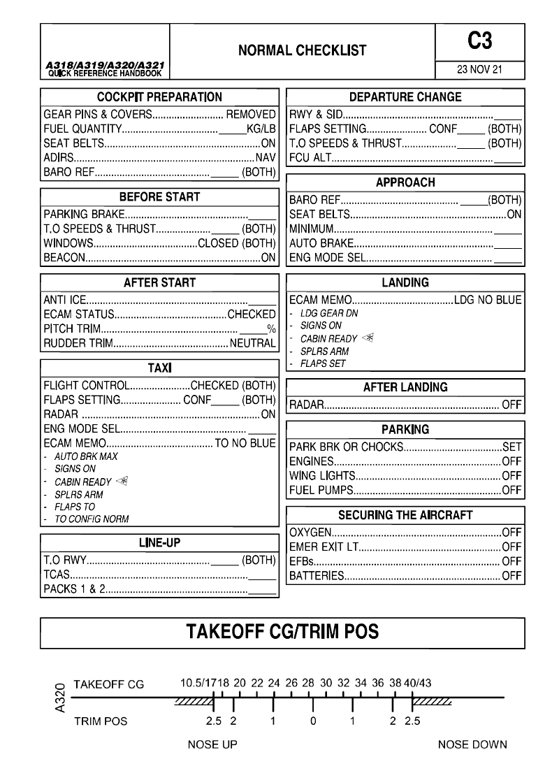Airbus A320 - NORMAL CHECKLIST (OFFICIAL) - Latest version for ...