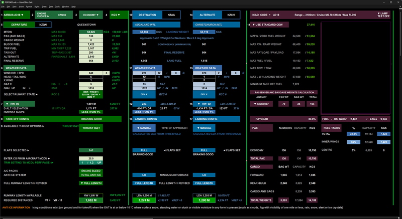 AIRCRAFT RUNWAY PERFORMANCE SPREADSHEET for Microsoft Flight Simulator ...