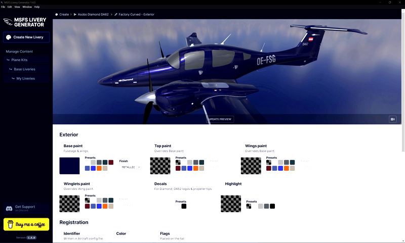 Asobo Diamond DA62 Plane Kit for MSFS Livery Generator for Microsoft ...