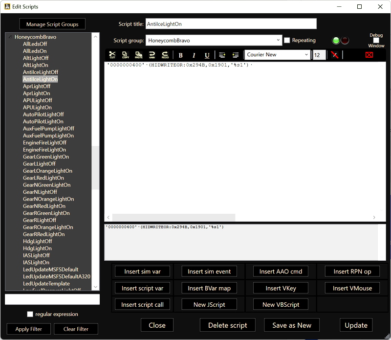 AxisAndOhs Scripts for the Honeycomb Bravo LEDs for Microsoft Flight Simulator | MSFS