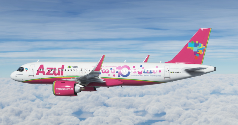 Azul Linhas Aéreas - PR-YRS (Outubro Rosa/10 Anos) iniBuilds A320neo for Microsoft Flight ...