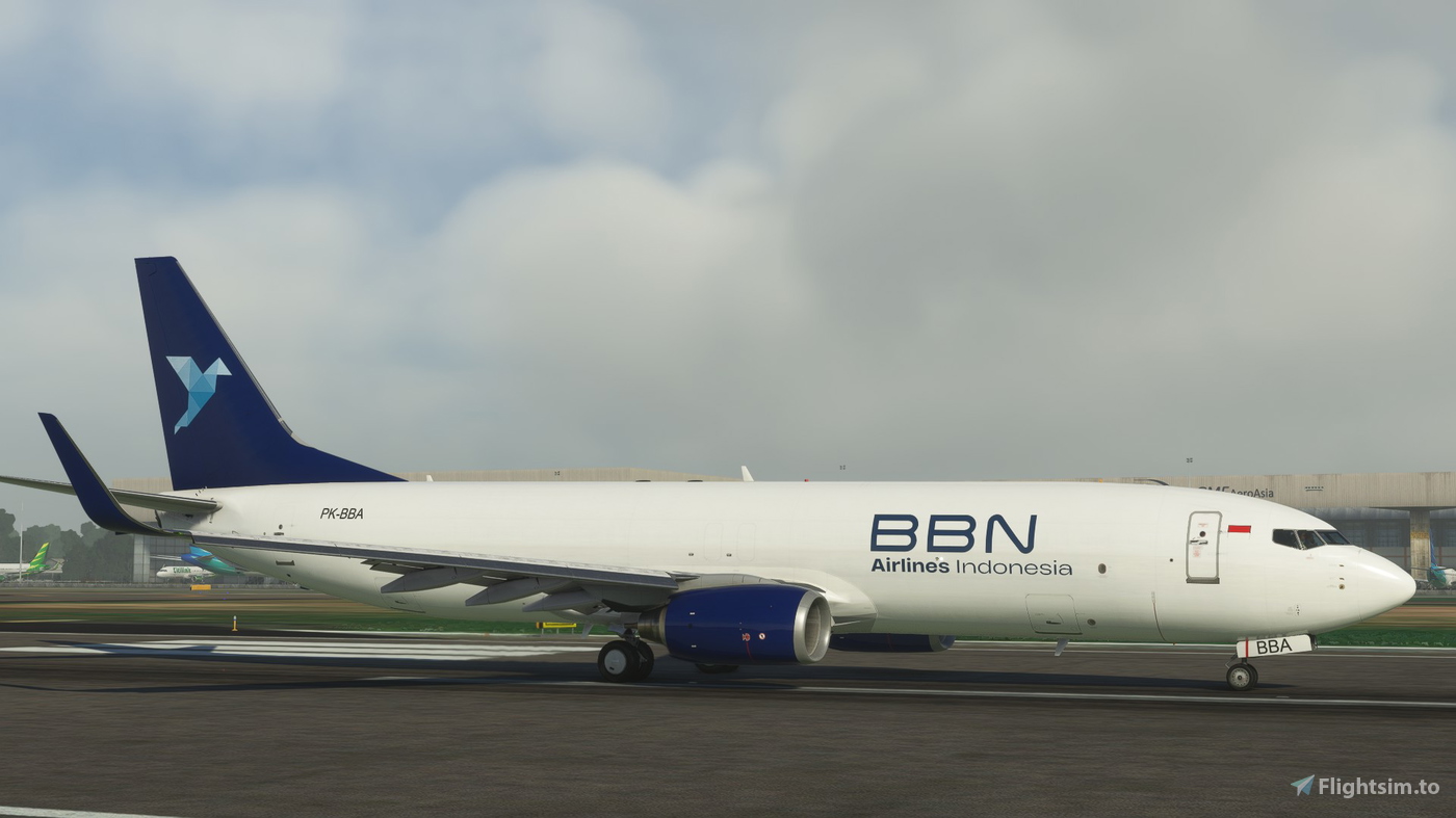 B737-800BCF BBN Airlines Indonesia PK-BBA (Blue Bird Nordic) for Microsoft Flight Simulator | MSFS