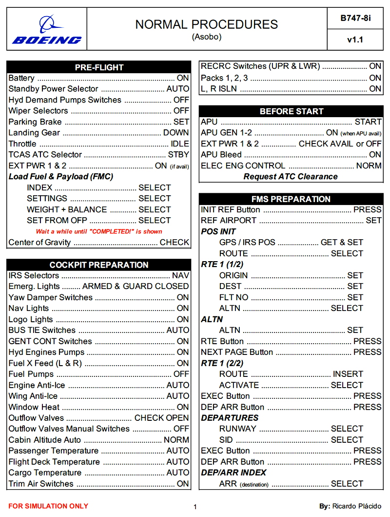 Checklists for Microsoft Flight Simulator | MSFS | Flightsim.to