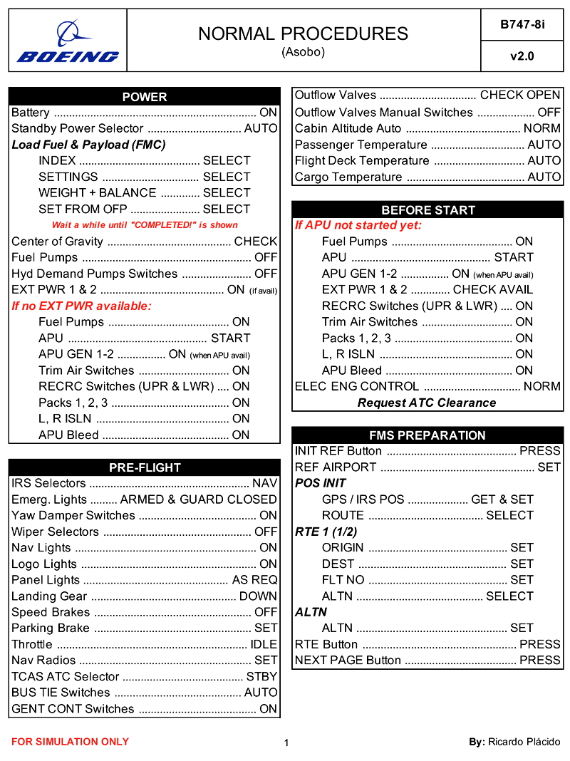 Checklists for Microsoft Flight Simulator | MSFS | Flightsim.to