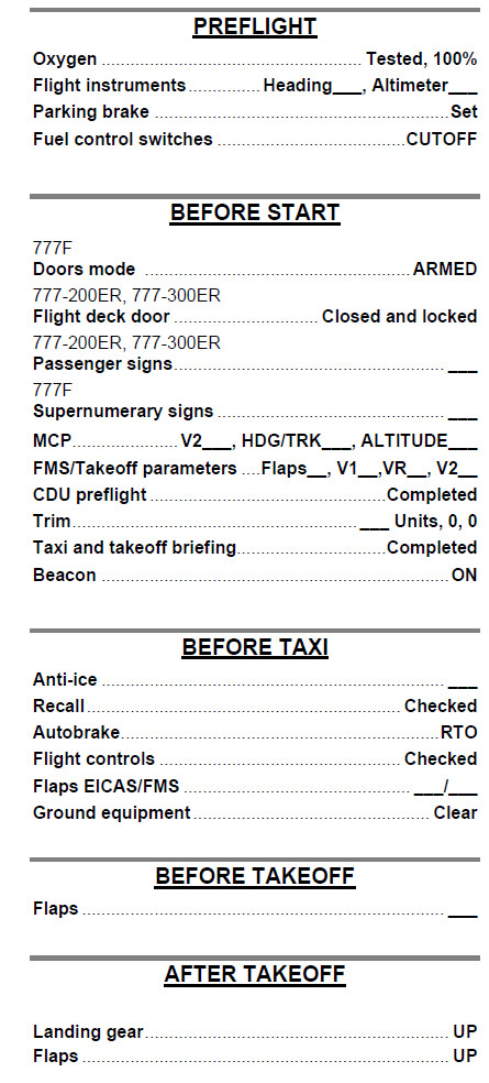 Boeing 777 AIR FRANCE - Normal checklist (official) pro Microsoft ...