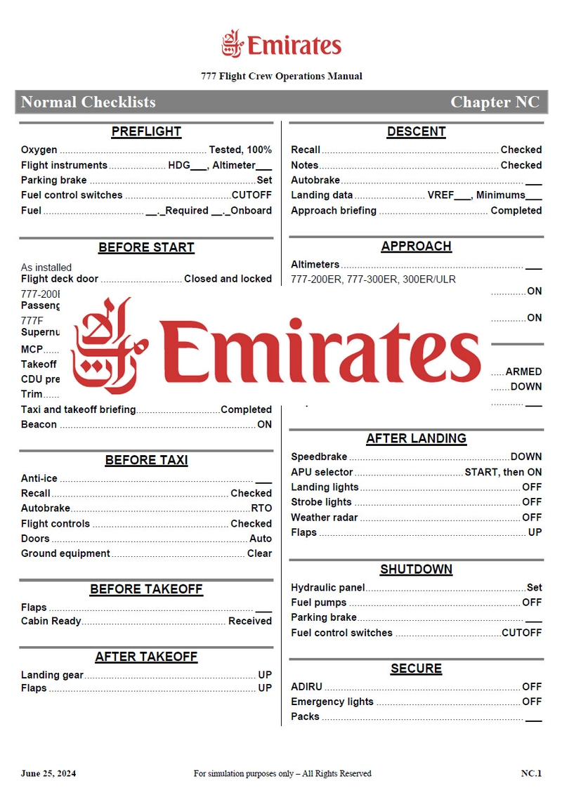 Checklists for PMDG Boeing 777-300ER on Microsoft Flight Simulator