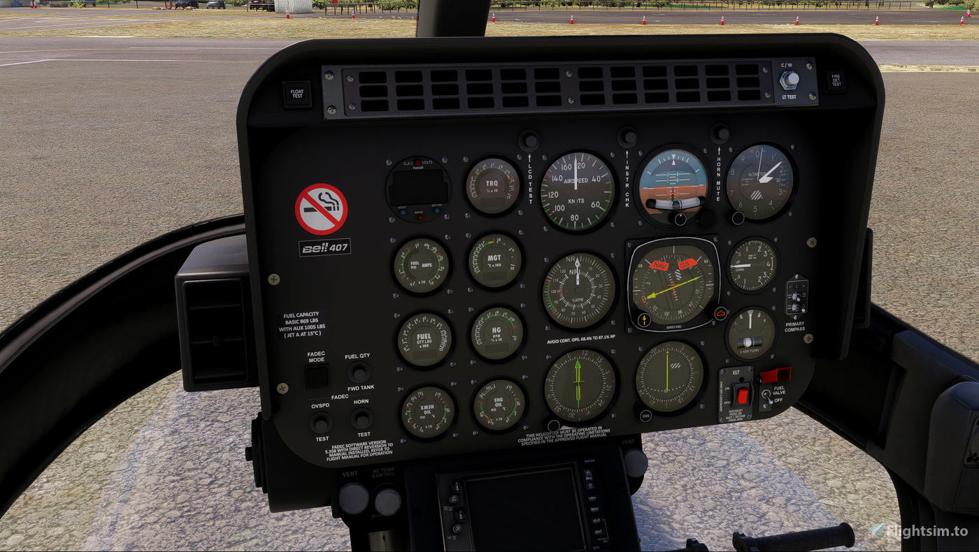 Bell 407 - Black Dashboard + Interior for Microsoft Flight Simulator | MSFS