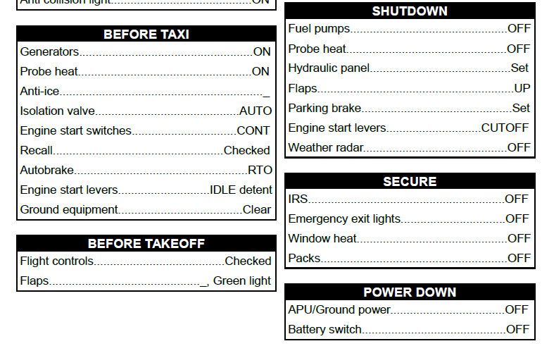 Boeing 737NG Normal checklist pour Microsoft Flight Simulator | MSFS