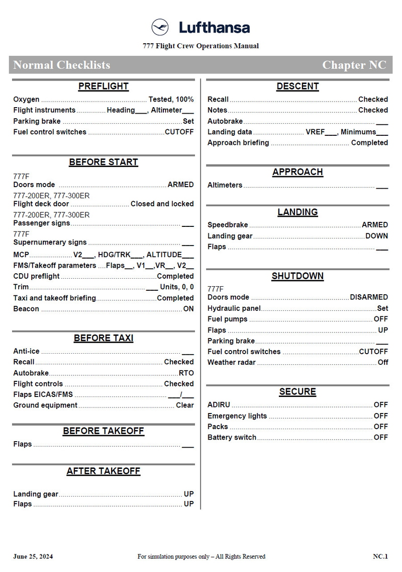 BOEING 777 - Normal checklist (official) for Microsoft Flight Simulator ...