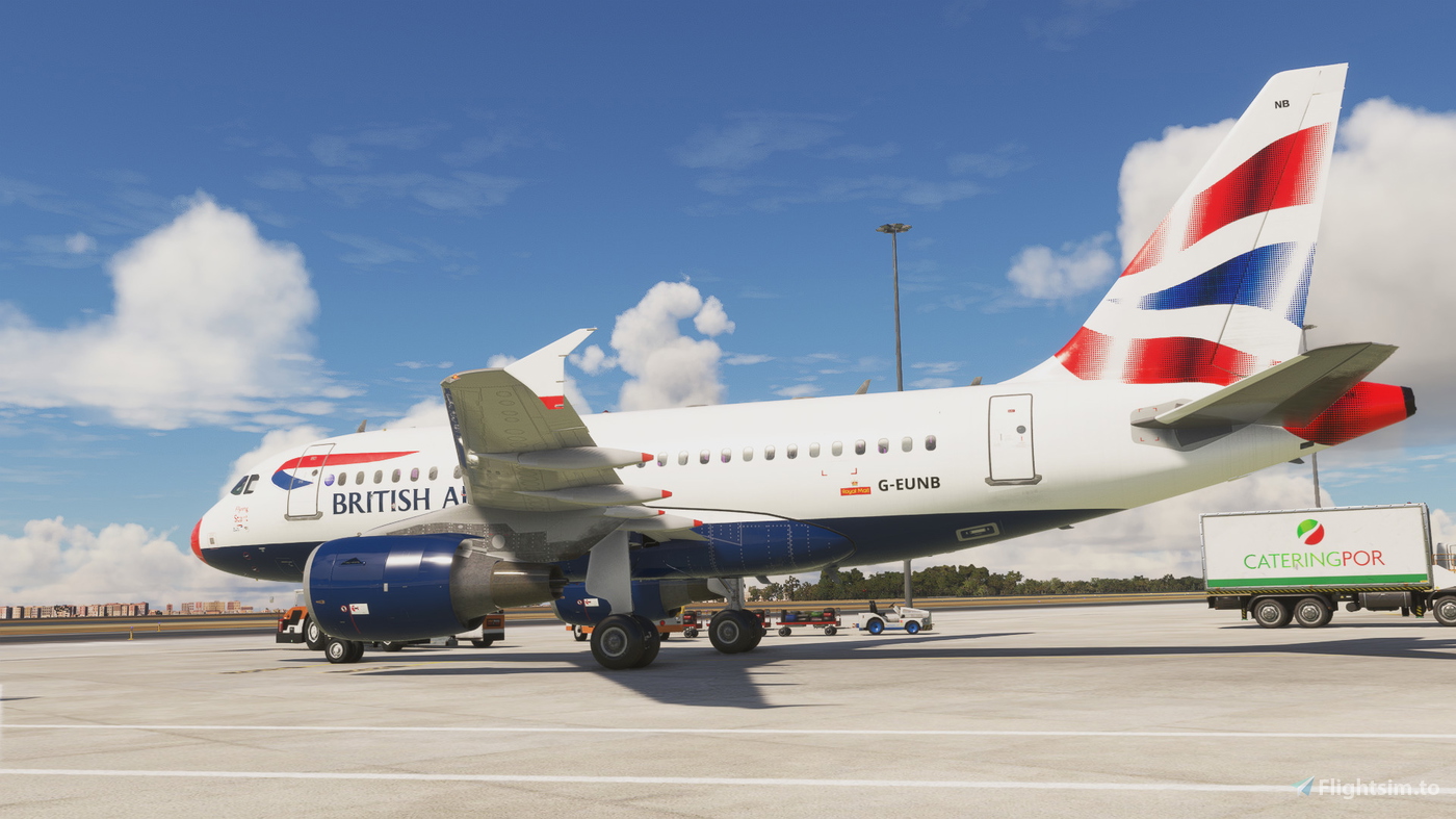 British Airways A318 G-EUNB (red nose) [raimbotrax][8K] for Microsoft Flight Simulator | MSFS