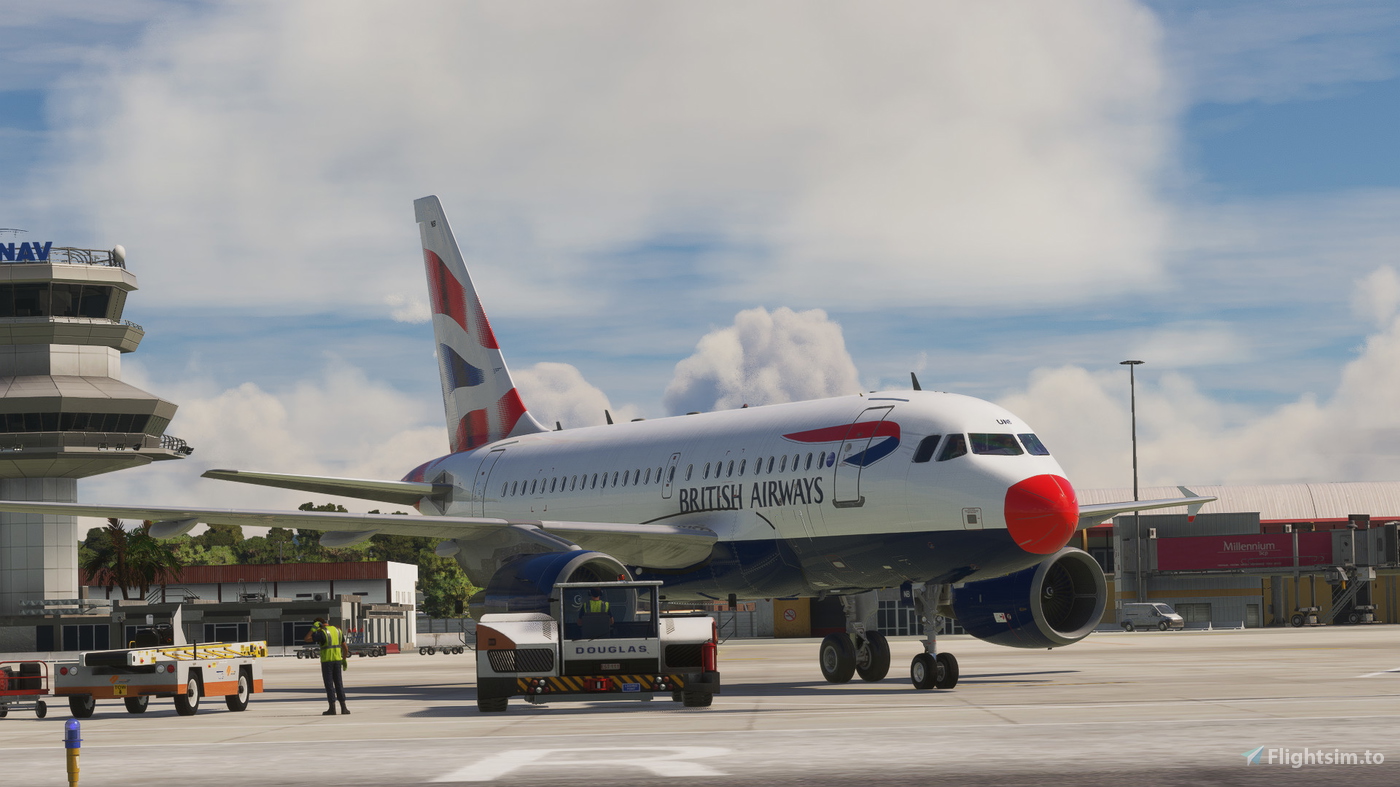 British Airways A318 G-EUNB (red nose) [raimbotrax][8K] for Microsoft Flight Simulator | MSFS