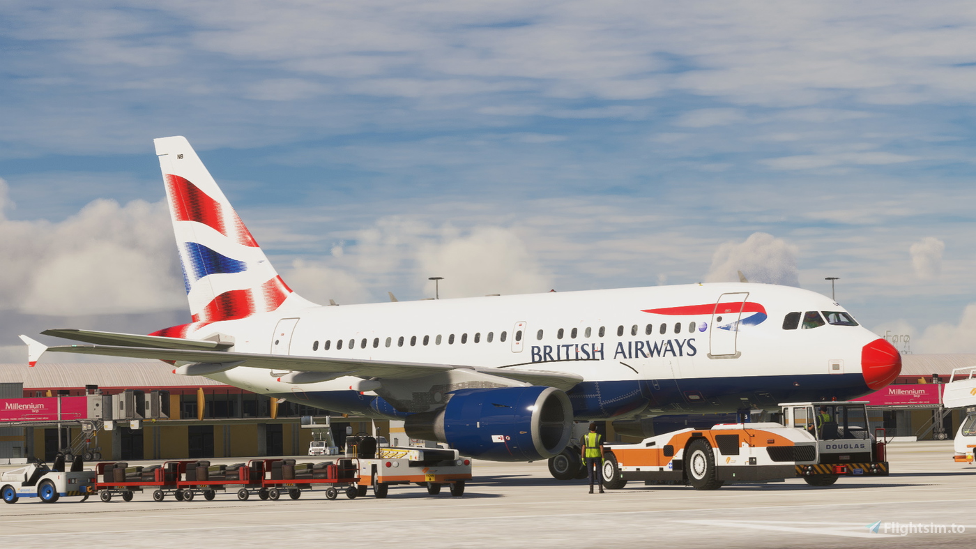 British Airways A318 G-EUNB (red nose) [raimbotrax][8K] for Microsoft Flight Simulator | MSFS