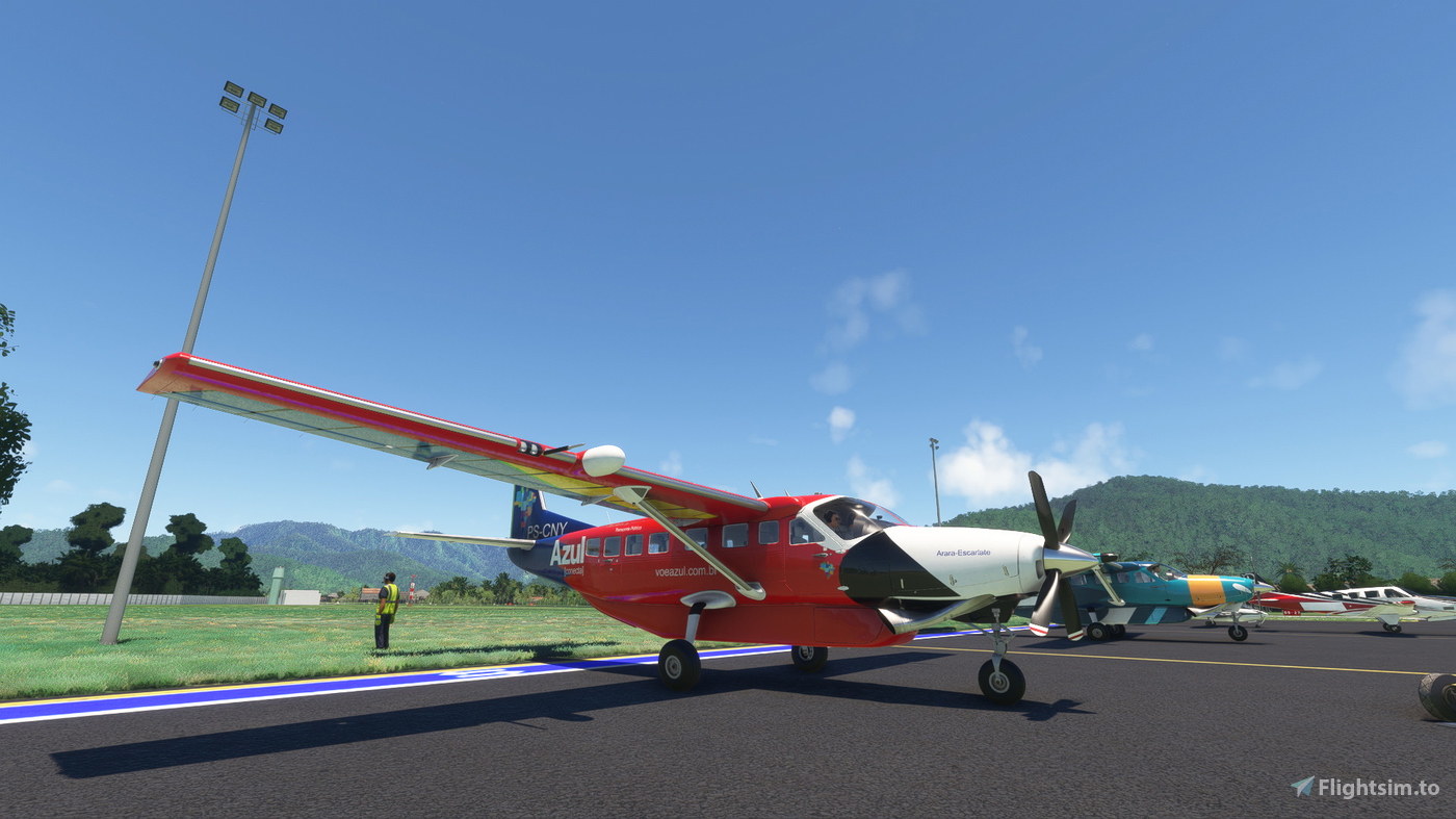 Cessna C208B Grand Caravan Azul Conecta Arara Escarlate "Fictícia" para ...