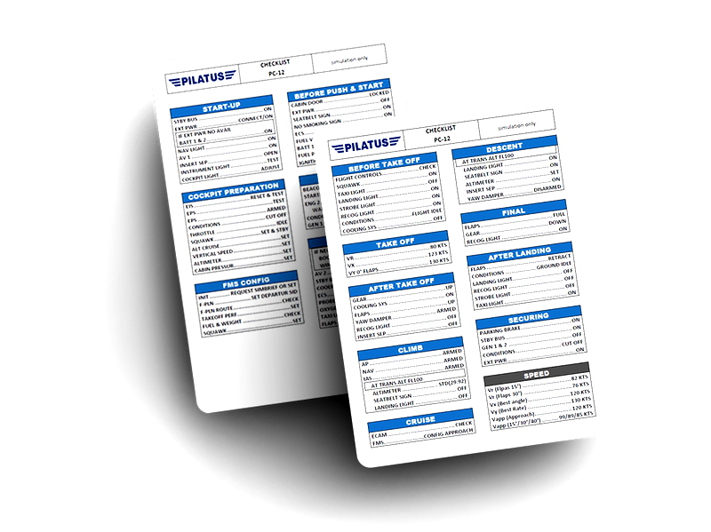 Checklist PC-12 for Microsoft Flight Simulator | MSFS