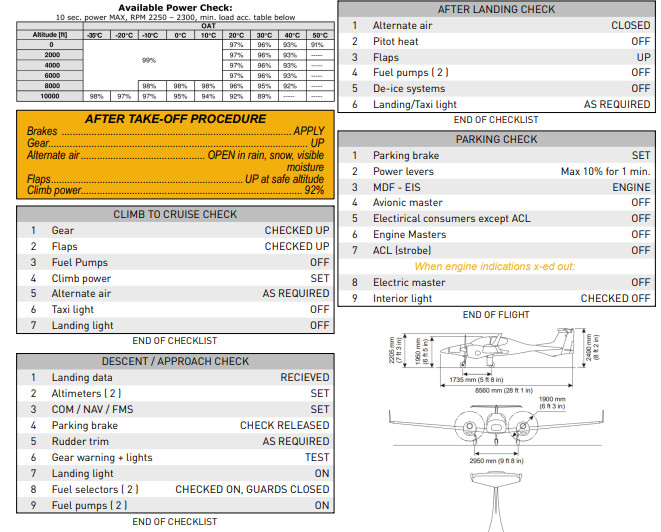 DA42 VI Checklist for Microsoft Flight Simulator | MSFS
