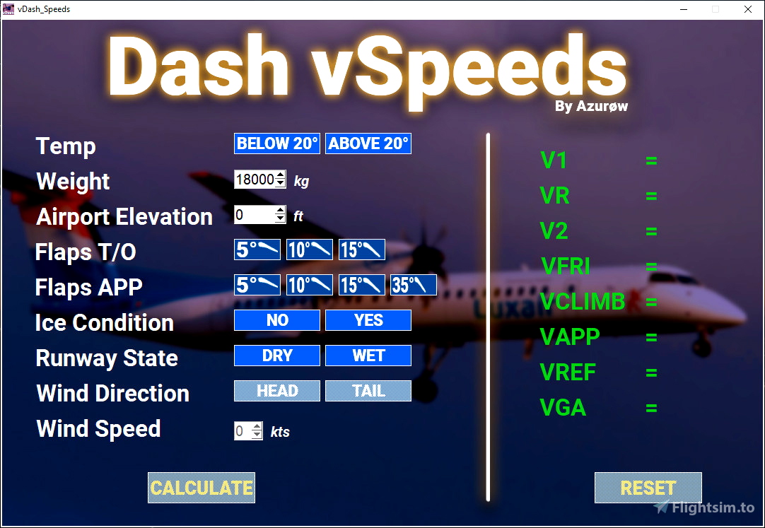 Dash vSpeeds Tool for MJC8 Q400 for Microsoft Flight Simulator | MSFS