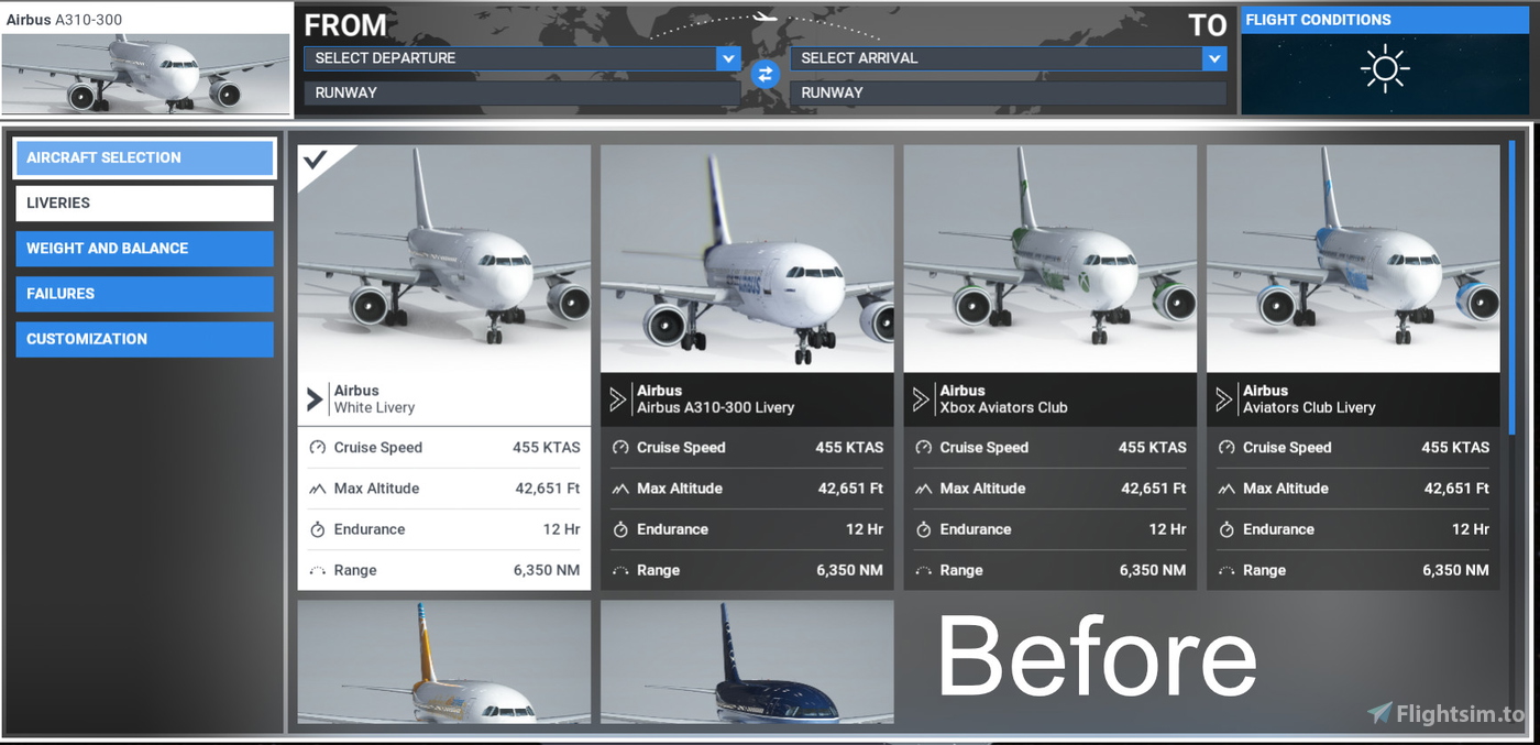Delete A310 default liveries for Microsoft Flight Simulator | MSFS