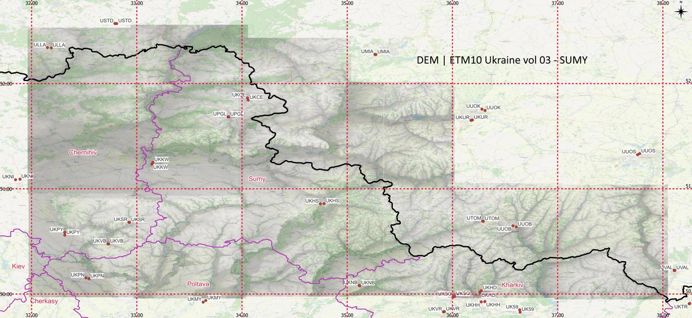 DEM / ETM10 Enhanced Terrain Mesh 10m for Ukraine vol.03 - Sumy for ...