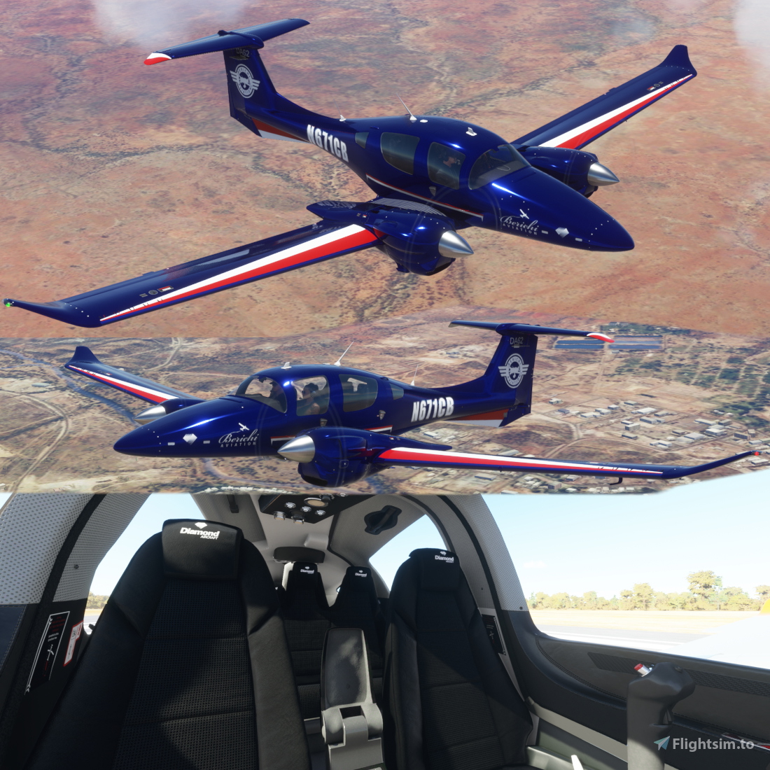 Diamond DA62 Berichi Aviation N671CB for Microsoft Flight Simulator | MSFS