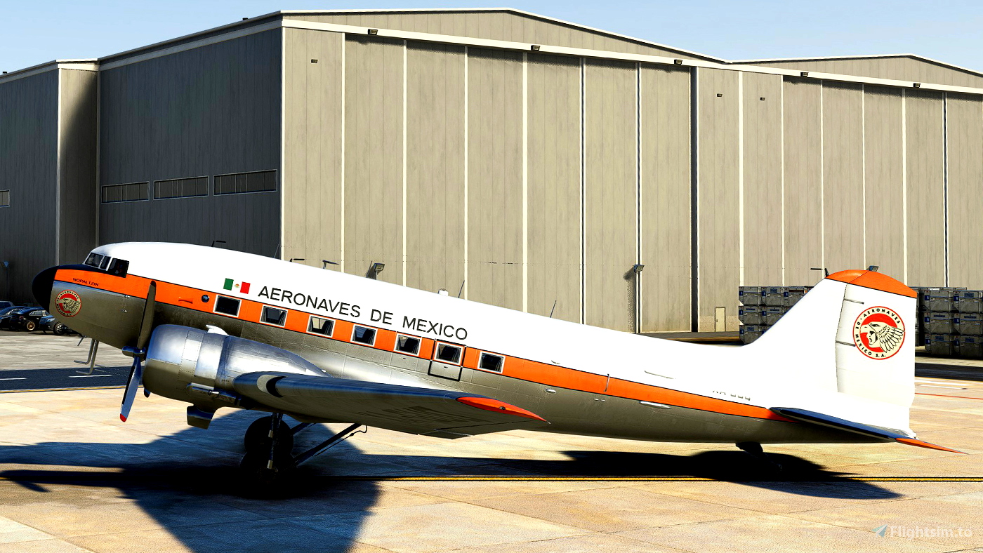 Douglas DC-3 Aeronaves de mexico XA-GUQ for Microsoft Flight Simulator ...