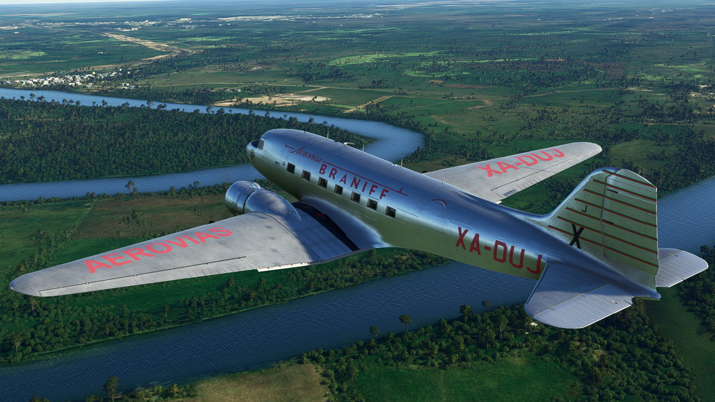 Douglas DC-3 Aerovias Braniff XA-DUJ for Microsoft Flight Simulator | MSFS