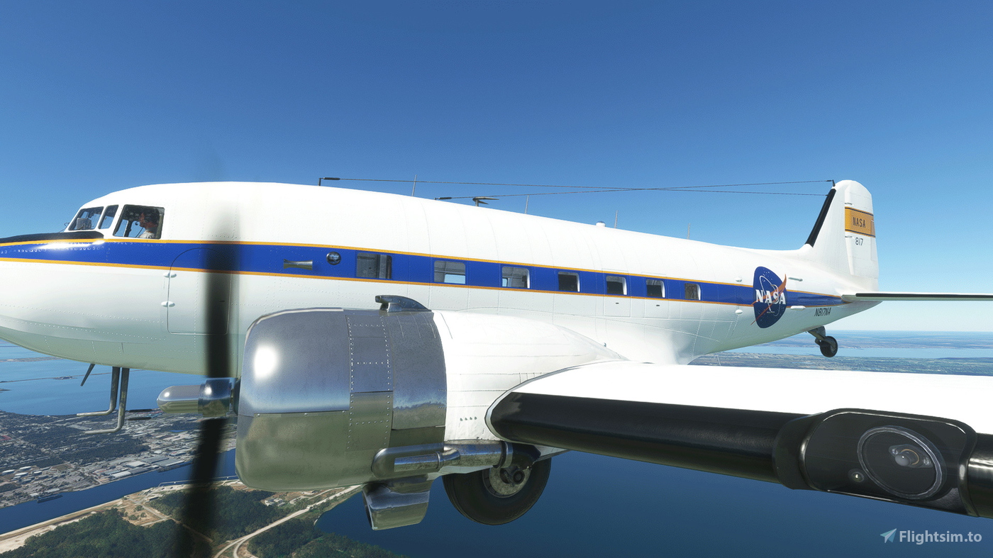 Douglas DC-3 NASA 1974 (N817NA) for Microsoft Flight Simulator | MSFS
