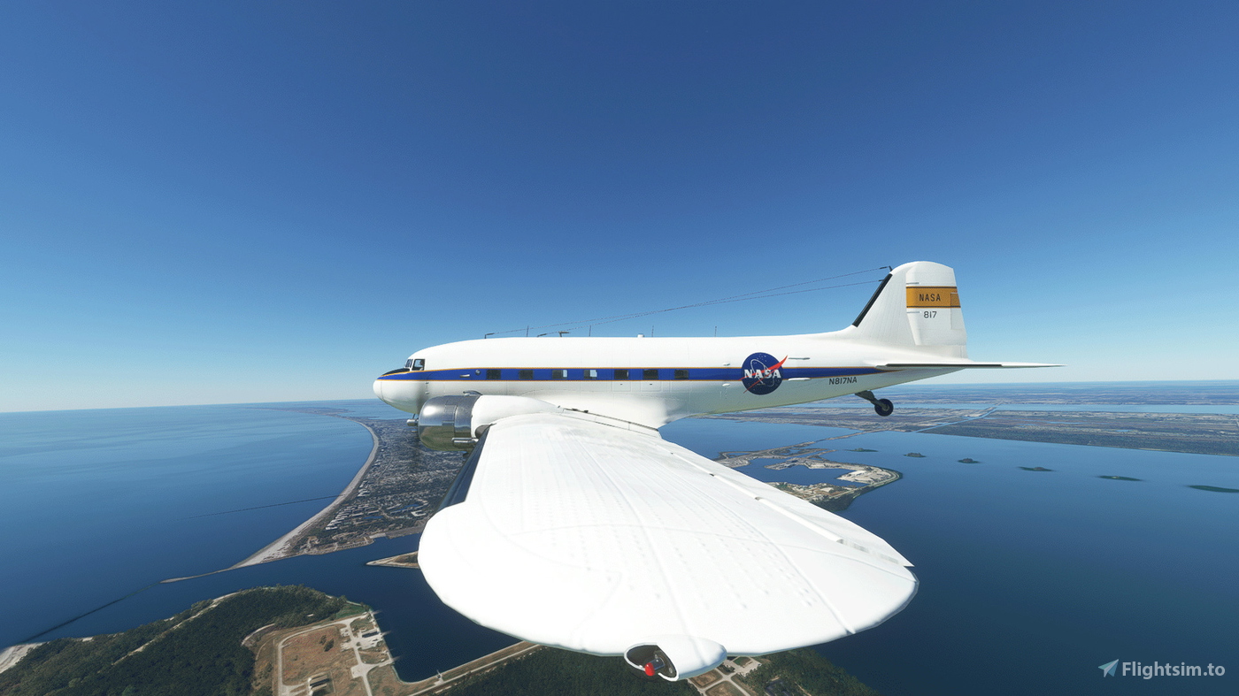 Douglas DC-3 NASA 1974 (N817NA) for Microsoft Flight Simulator | MSFS