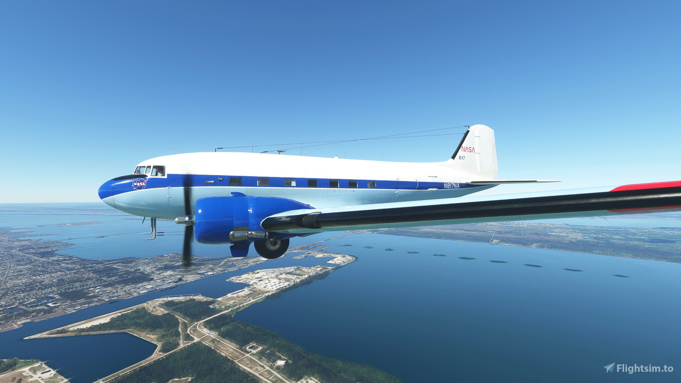 Douglas DC-3 NASA 1982 (N817NA) for Microsoft Flight Simulator | MSFS