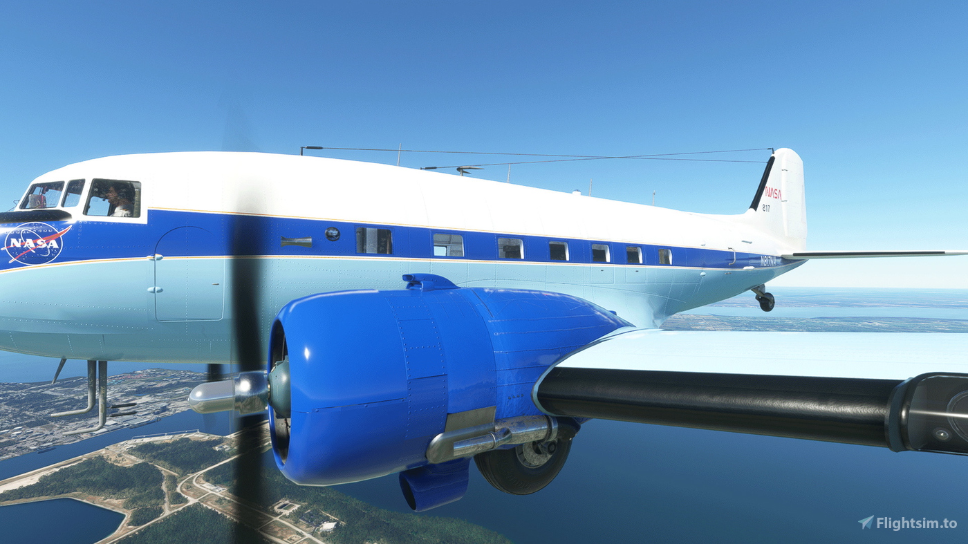 Douglas DC-3 NASA 1982 (N817NA) for Microsoft Flight Simulator | MSFS