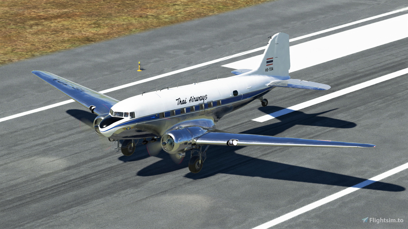 Douglas DC-3 Thai Airways HS-TDA for Microsoft Flight Simulator | MSFS