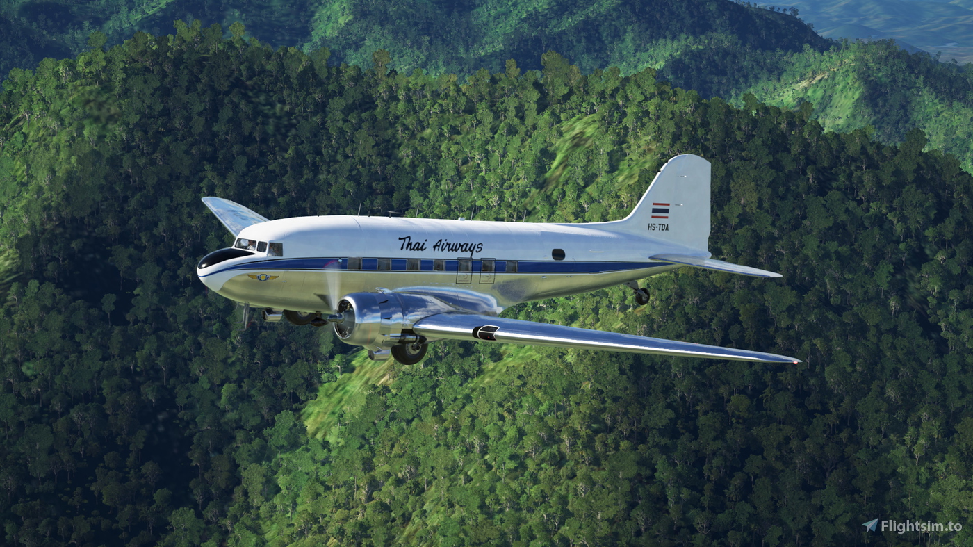 Douglas DC-3 Thai Airways HS-TDA for Microsoft Flight Simulator | MSFS