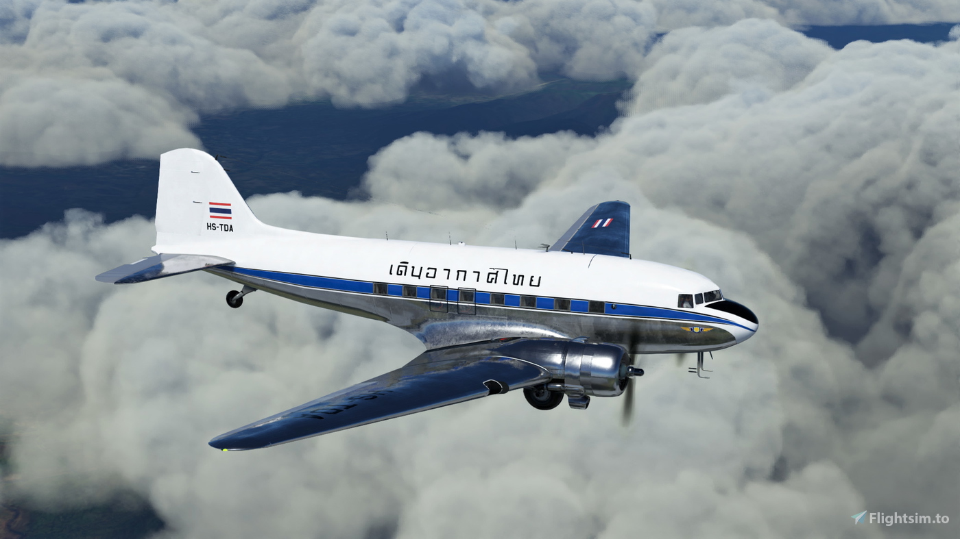 Douglas DC-3 Thai Airways HS-TDA for Microsoft Flight Simulator | MSFS