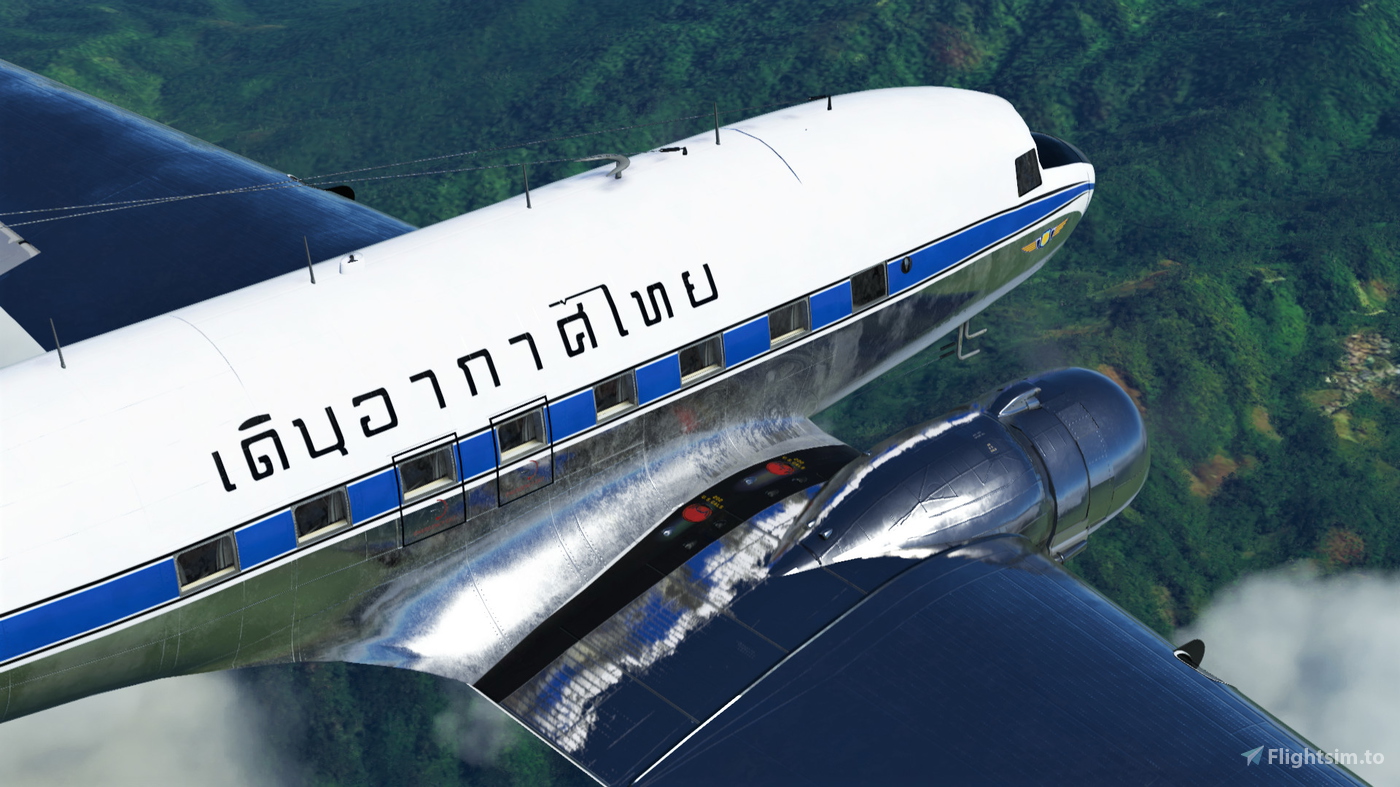 Douglas DC-3 Thai Airways HS-TDA for Microsoft Flight Simulator | MSFS
