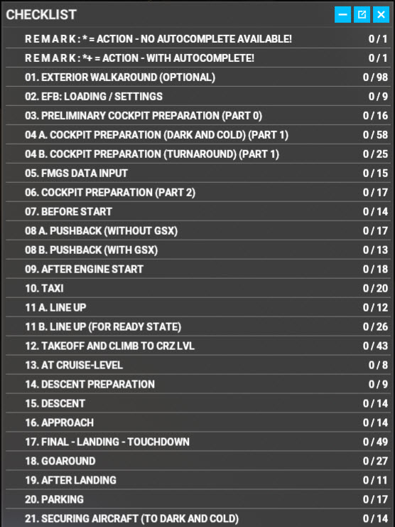 FENIX A320 Ingame-Checklist for Microsoft Flight Simulator | MSFS