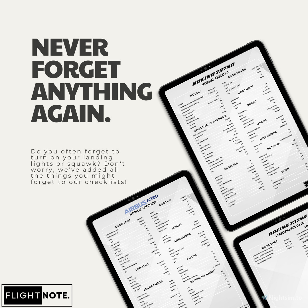 FlightNote B737 Demo Checklist + Performance Data for Microsoft Flight ...